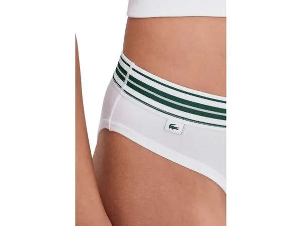 Lacoste Contrast Waist Stretch Cotton Briefs Underwear - White