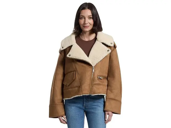UGG Finnian Luxefluff Moto Jacket - Brown