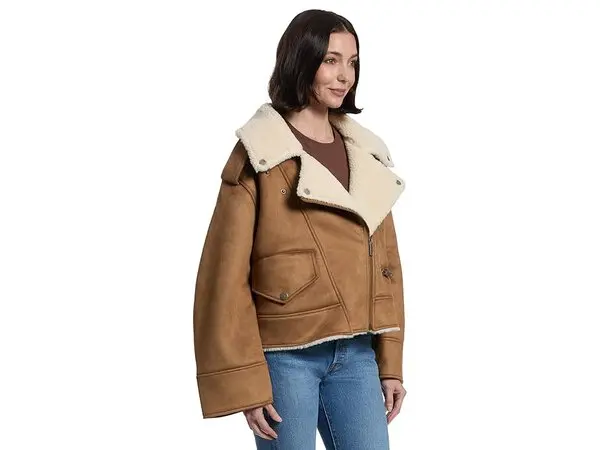 UGG Finnian Luxefluff Moto Jacket - Brown