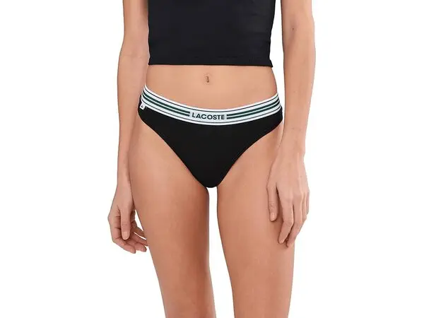 Lacoste Stretch Cotton String Briefs Underwear - Black