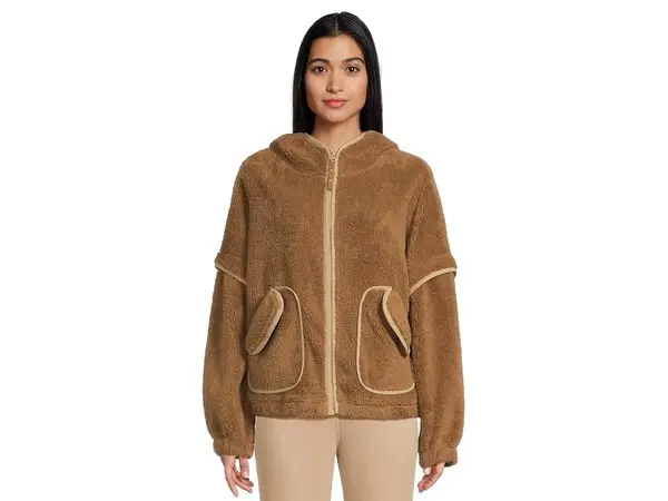 UGG Mariella Fluff Zip Hoodie Sweatshirt - Chestnut