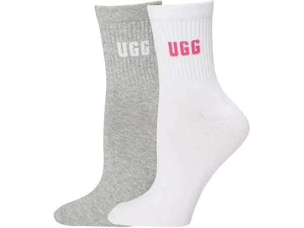 UGG Quinlin Logo Quarter 2 Pack" Socks - White
