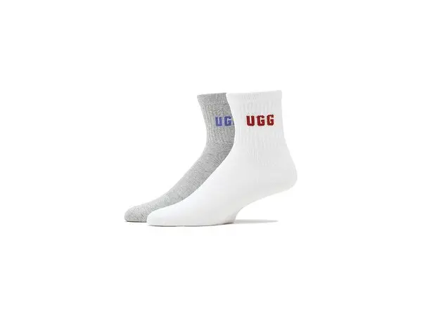 UGG Quinlin Logo Quarter Length Socks Two Pack - White