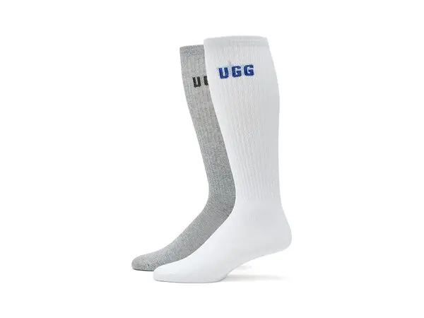 UGG Leander Logo Crew Socks 2 Pack - White
