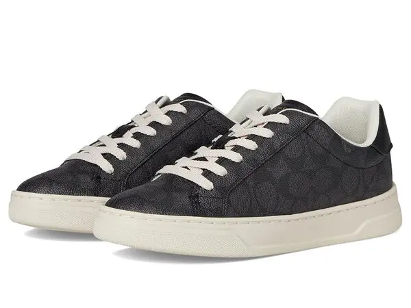 COACH High Line Signature Coated Canvas Sneaker - Charcoal/black
