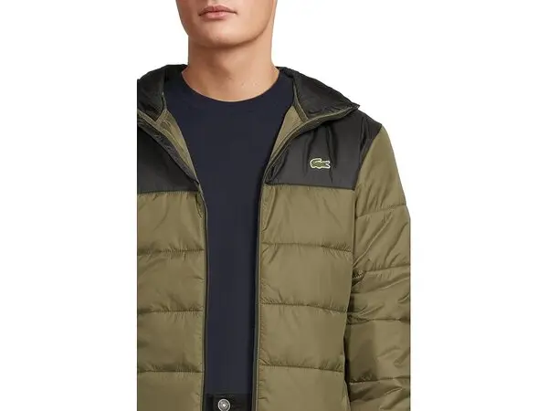Lacoste Water-repellent Quilted Hooded Jacket
