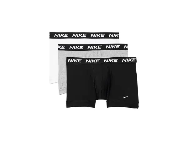 Nike All Day Cotton Stretch With Fly Trunk 3-pack Underwear /heather Grey - White