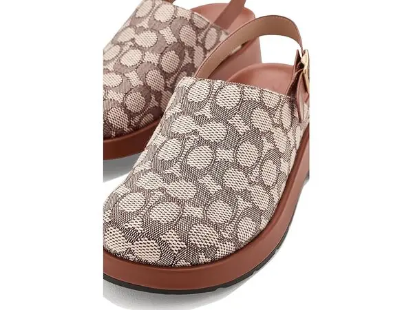 COACH Sculpted C Platform Clog In Signature Textile Jacquard - Beige