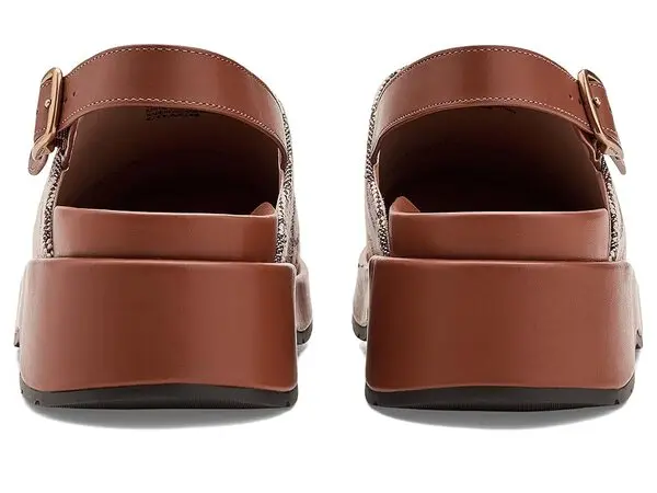 COACH Sculpted C Platform Clog In Signature Textile Jacquard - Beige