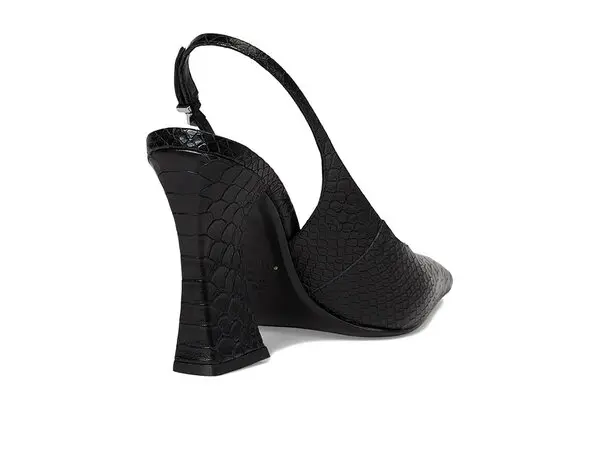 Schutz Michelle Pointed Toe Snakeskin Slingback Block Heels