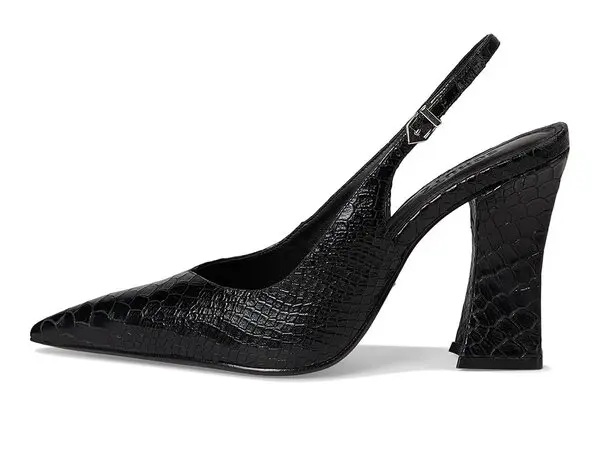 Schutz Michelle Pointed Toe Snakeskin Slingback Block Heels