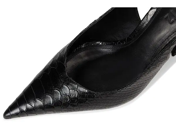 Schutz Michelle Pointed Toe Snakeskin Slingback Block Heels