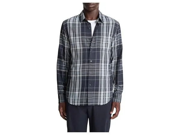 Vince Dunluce Plaid Separate Placket Long Sleeve Shirt Clothing Coastal/blanco - Multi