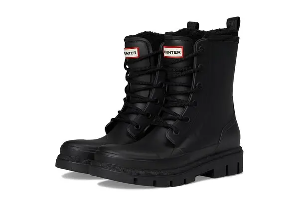 Hunter Diana Lace-up Mid Calf Boots - Black