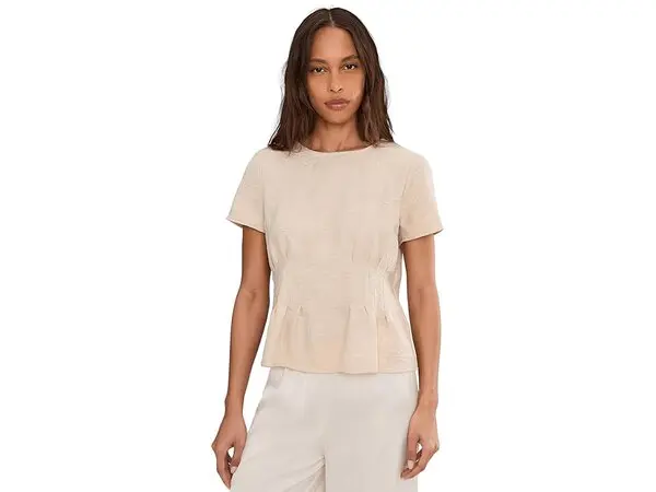 Vince Camuto Short Sleeve Pleated Waist Blouse - Gray