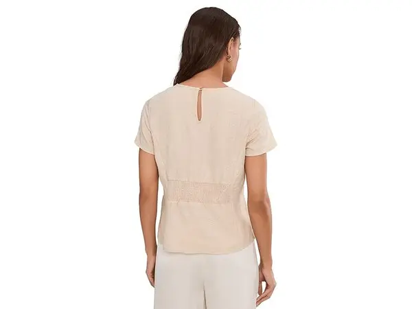 Vince Camuto Short Sleeve Pleated Waist Blouse - Gray