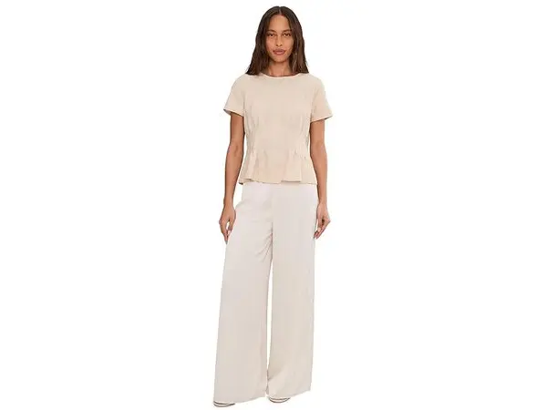 Vince Camuto Short Sleeve Pleated Waist Blouse - Gray