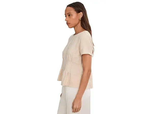 Vince Camuto Short Sleeve Pleated Waist Blouse - Gray
