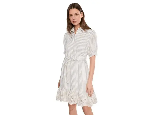 Vince Camuto Striped Puff Sleeve Mini Dress