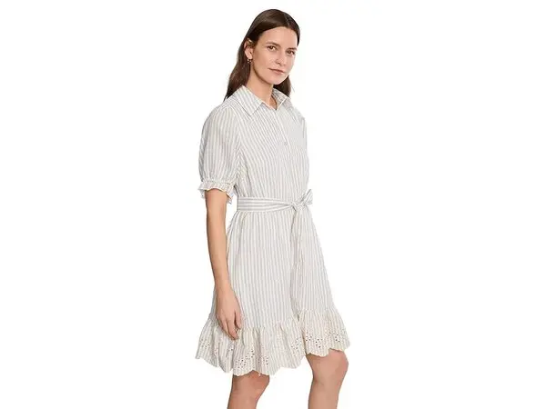 Vince Camuto Striped Puff Sleeve Mini Dress