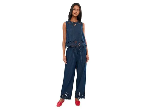 Madewell Embroidered Denim Shell Top - Navy