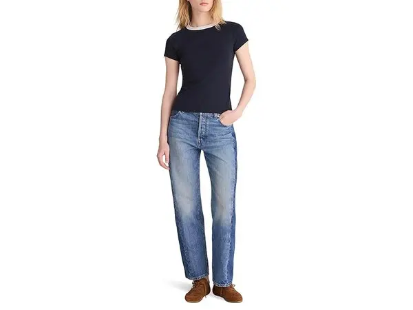 Madewell The '90s Crewneck Tee In Compact Cotton Colorblock - Multi