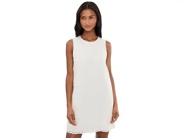 Madewell Embroidered Mini Shift Dress In 100% Linen - Bone