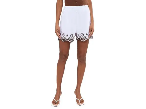 Madewell Embroidered Pull-on Poplin Shorts - White