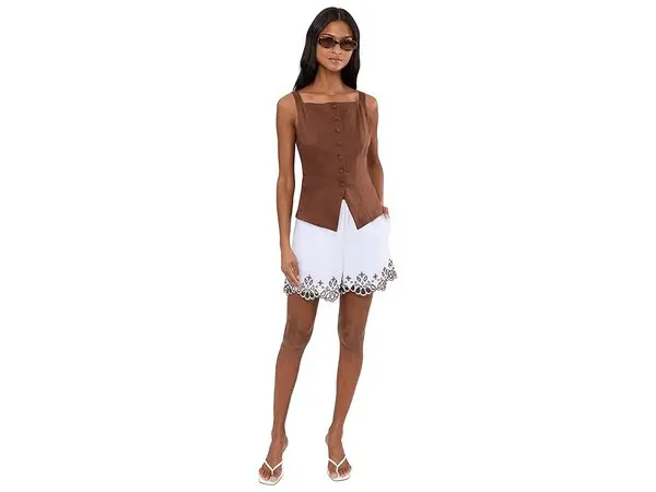 Madewell Embroidered Pull-on Poplin Shorts - White