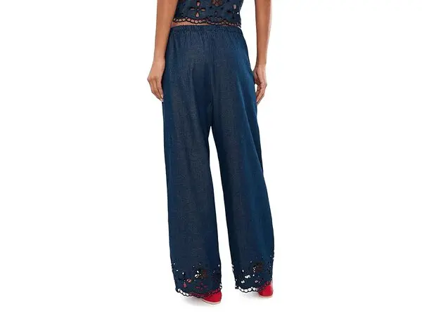 Madewell Denim Embroidered-hem Wide-leg Pull-on Pants