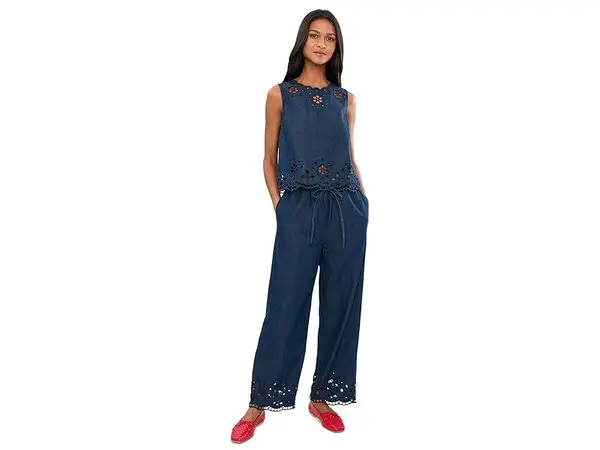 Madewell Denim Embroidered-hem Wide-leg Pull-on Pants