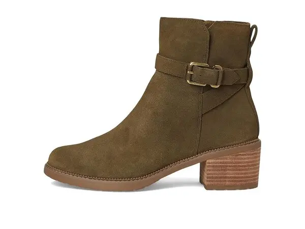 Toms Hailey Buckle Block Heel Boots - Olive
