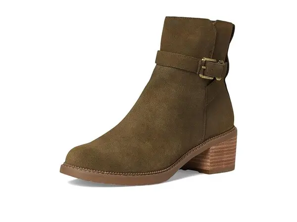 Toms Hailey Buckle Block Heel Boots - Olive