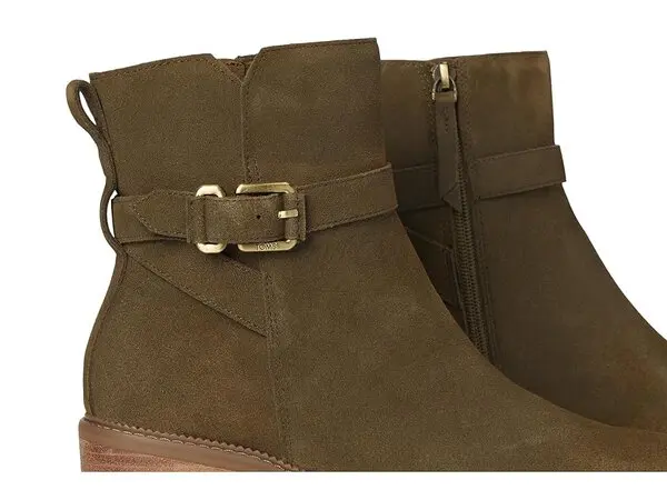 Toms Hailey Buckle Block Heel Boots - Olive