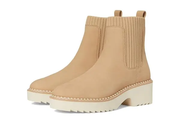 Toms Millie Calf-high Boots With Ribbed Detail And Block Heel - Beige