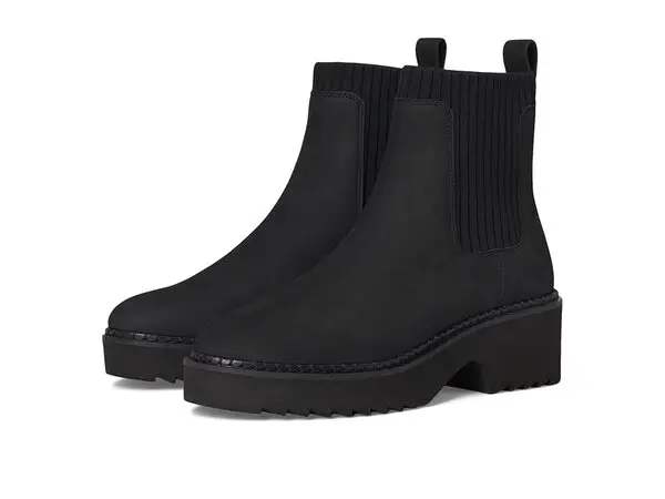 Toms Millie Calf-high Boots With Ribbed Detail And Block Heel - Black