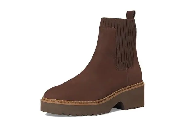 Toms Millie Calf-high Boots With Ribbed Detail And Block Heel - Brown
