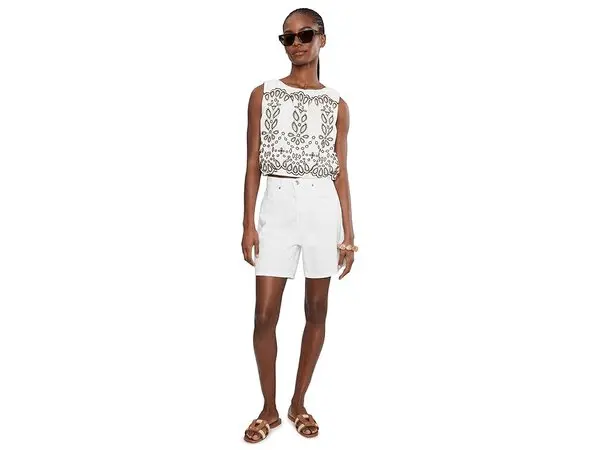 Madewell Embroidered Sleeveless Bubble Top In Poplin