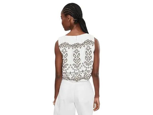 Madewell Embroidered Sleeveless Bubble Top In Poplin