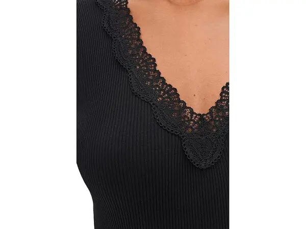 Madewell Lace-trim V-neck Top - Black