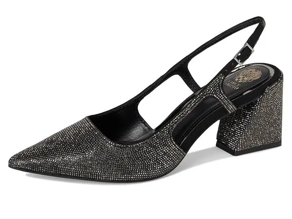 Vince Camuto Sindreea Embellished Slingback Block Heel Pumps - Pewter