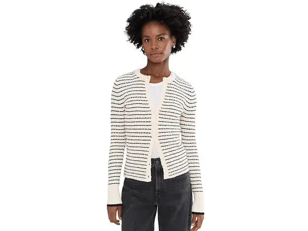Madewell Striped Boucle-knit Cardigan Sweater