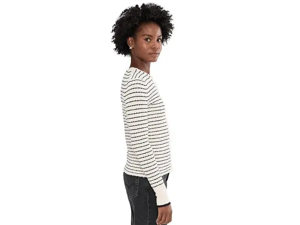 Madewell Striped Boucle-knit Cardigan Sweater