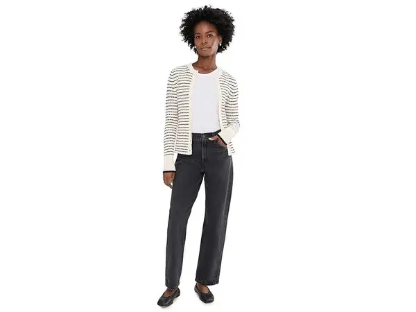 Madewell Striped Boucle-knit Cardigan Sweater