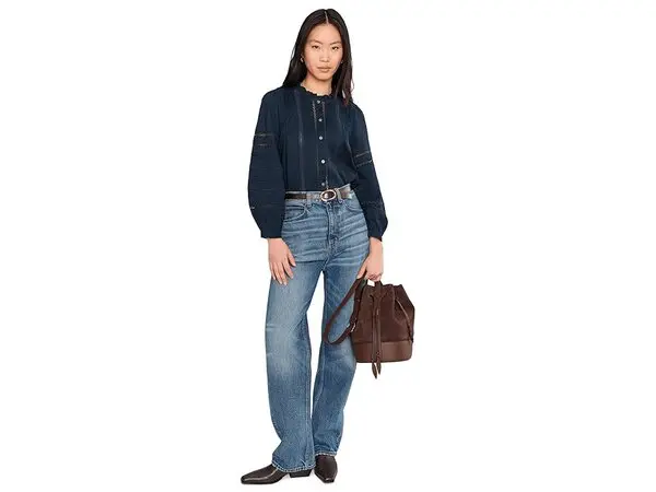 Madewell High-neck Lace-insert Pintuck Top