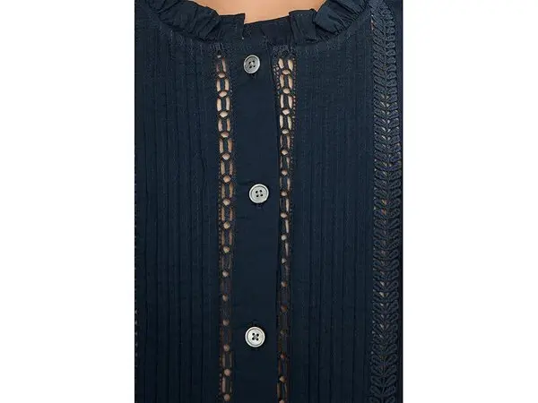 Madewell High-neck Lace-insert Pintuck Top