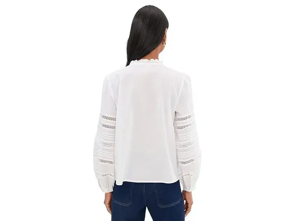 Madewell High-neck Lace-insert Pintuck Top - White