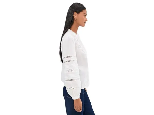 Madewell High-neck Lace-insert Pintuck Top - White