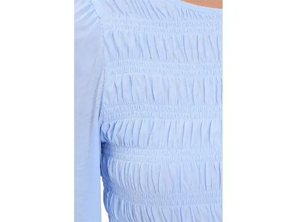 Madewell Smocked Boatneck Top - Blue