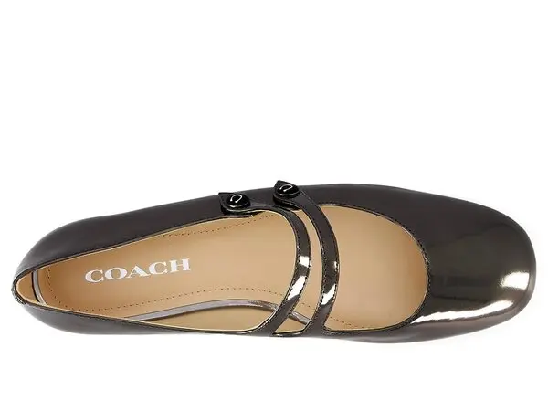 COACH Winley Metallic Leather Mary Jane Flats - Pewter